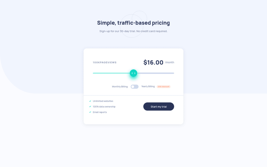 Frontend Mentor Interactive Pricing Component Using Html Css Js Mobile First Workflow Coding