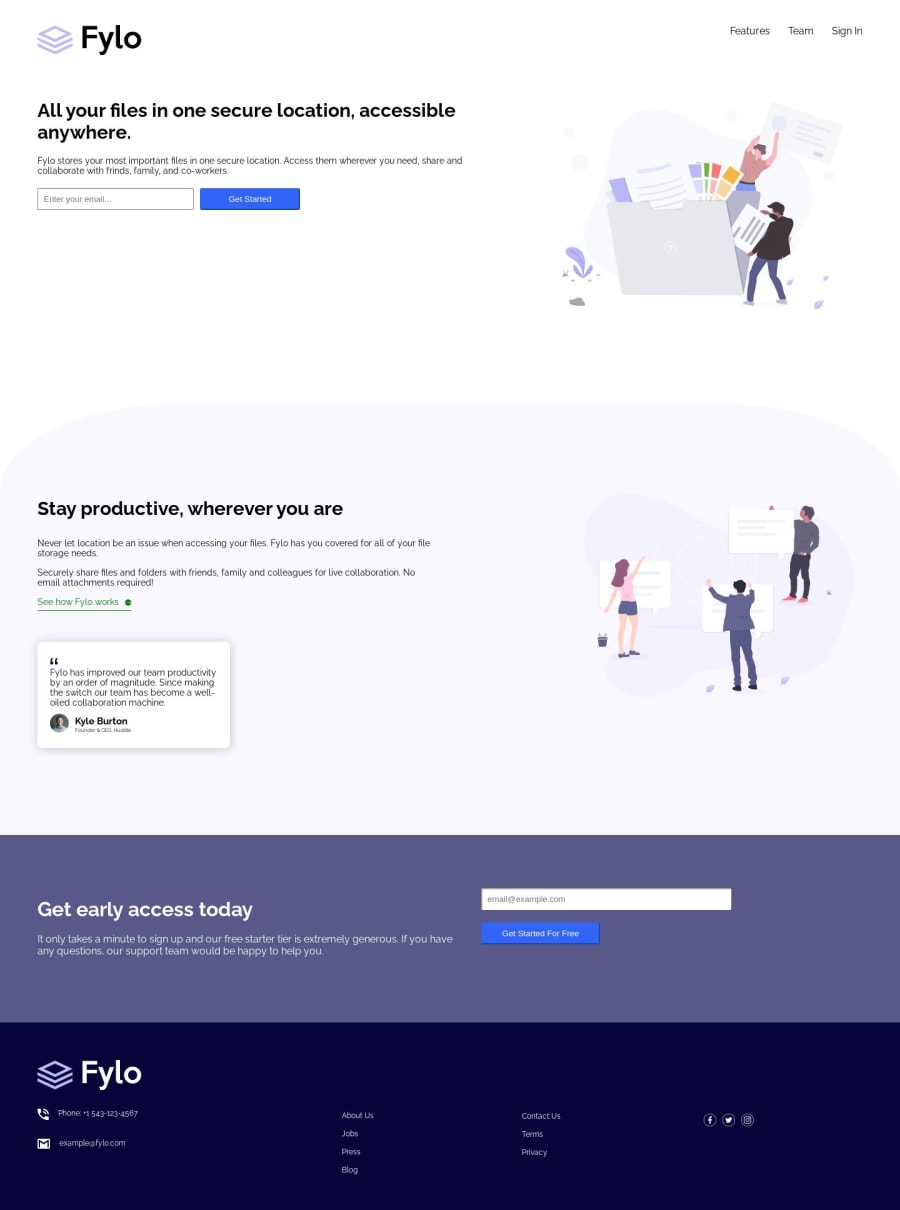 Frontend Mentor Fylo Landing Page Using Html And Css Coding Challenge