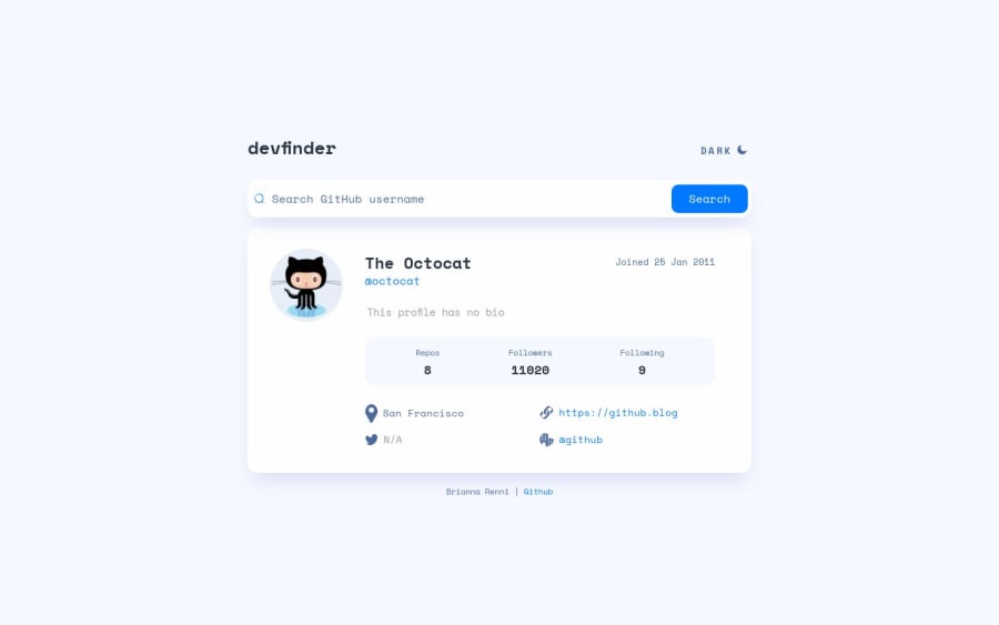 Frontend Mentor Responsive Github User Search In Plain Htmlcssjs Coding Challenge Solution