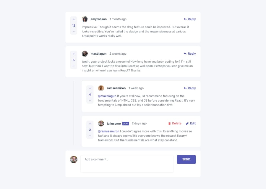 Frontend Mentor Interactive Comments Section With React Mui Coding Challenge Solution
