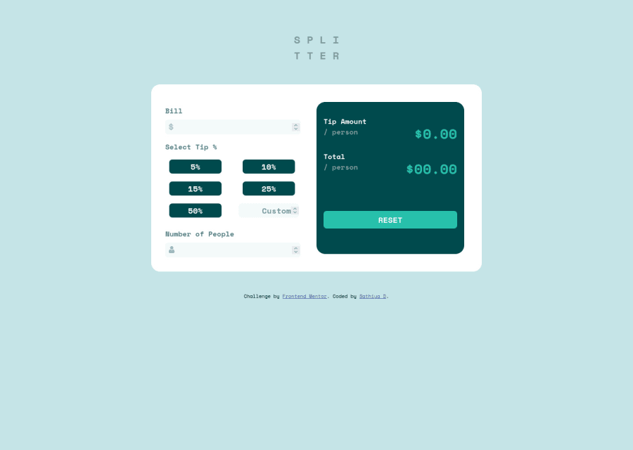 Frontend Mentor Tip Calculator App Main Coding Challenge Solution