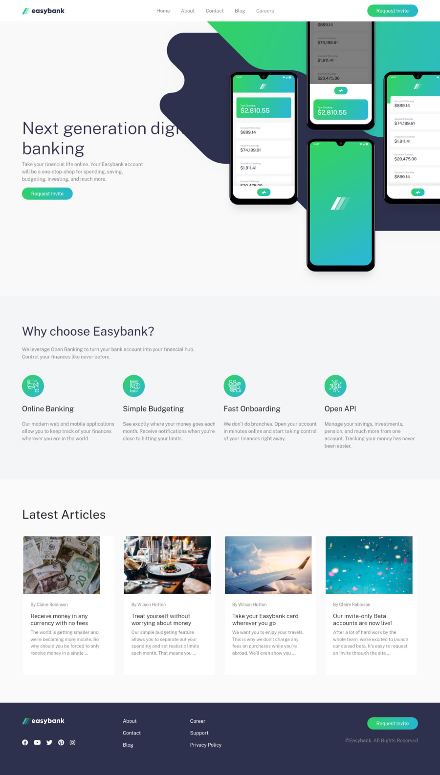 Frontend Mentor Easy Bank Ui With Bootstrap And Vanila Css Coding Challenge Solution