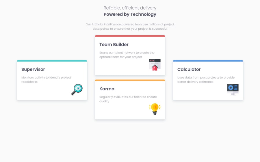 Frontend Mentor Responsive Four Card Feature Section Coding Challenge