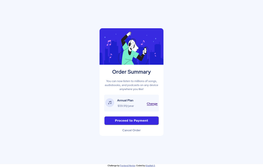 Frontend Mentor Order Summary Component Using Html And Css Coding 7182