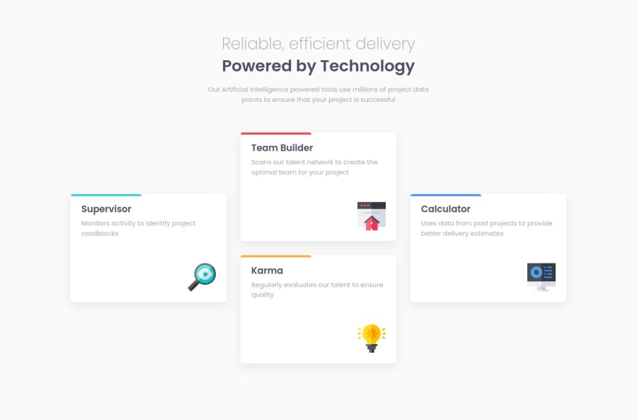 Frontend Mentor Four Card Feature Grid Layout Coding Challenge Solution
