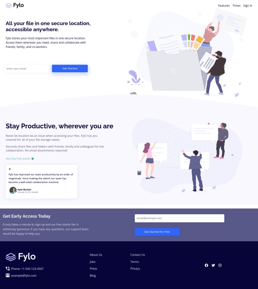Frontend Mentor Fylo Landing Page With Two Column Layouts Using Html Css And Js Coding