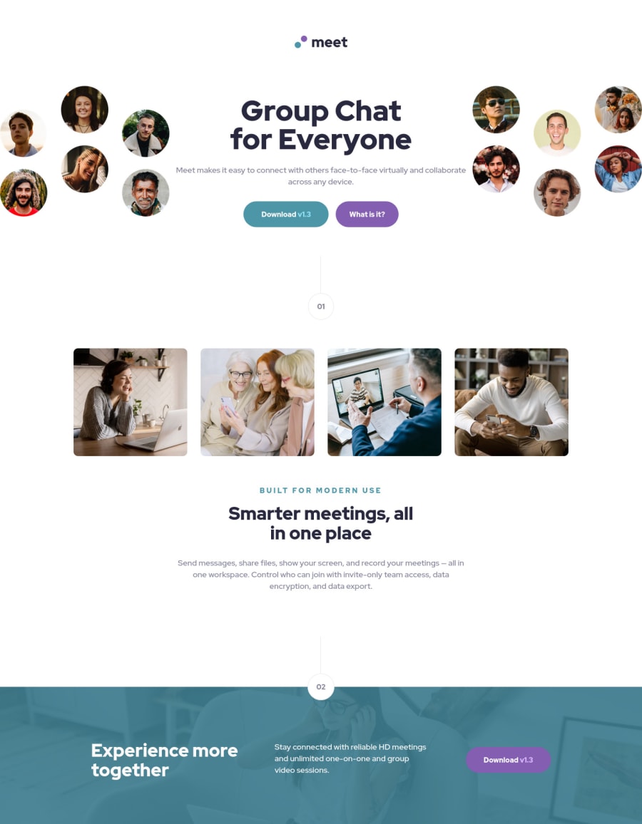 Frontend Mentor Meet Landing Page Using Css Grid Templates Coding