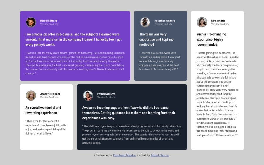 Frontend Mentor Responsive Testimonials Grid Coding Challenge Solution