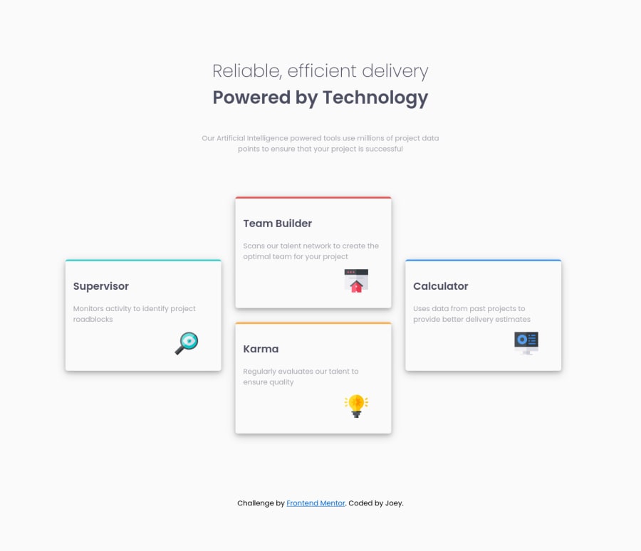 Frontend Mentor 4 Cards Feature Section With Css Flexbox And Grid