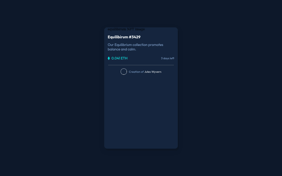 Frontend Mentor Nft Card Using Basic Html And Css Coding Challenge