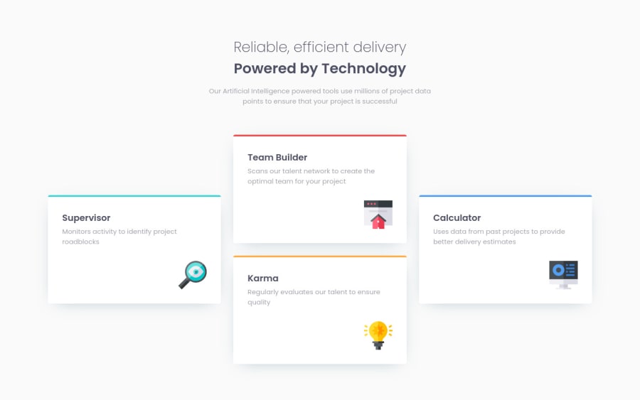 Frontend Mentor Responsive Four Card Feature Section Using Grid And Flexbox Coding Challenge
