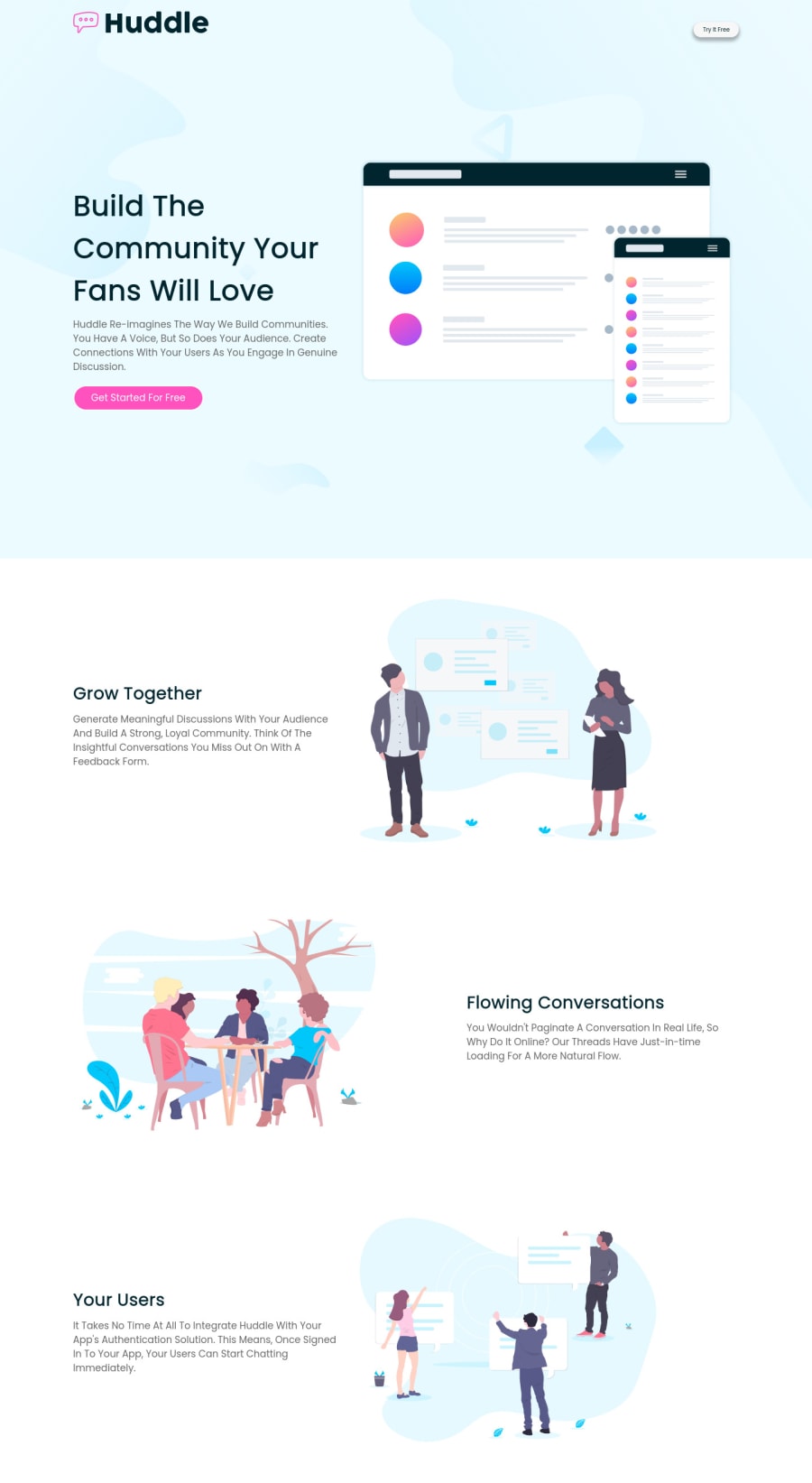 Frontend Mentor Huddle Landing Page With Alternating Feature Blocks Html Css Flexbox Coding
