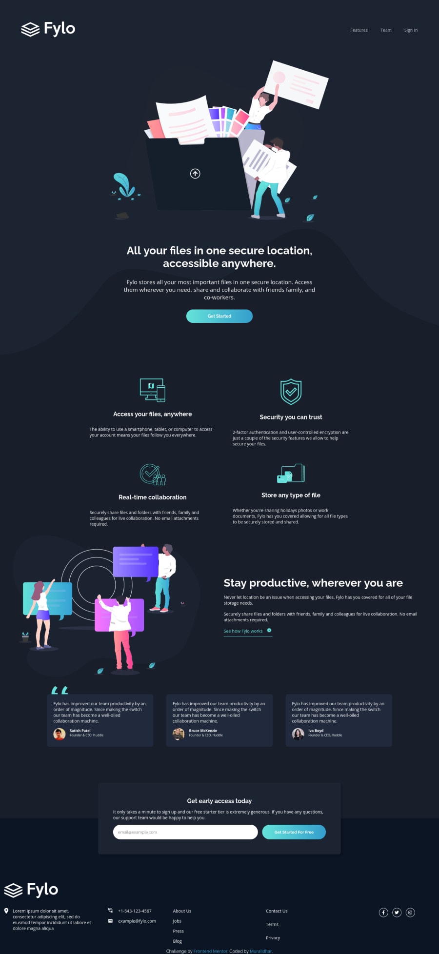 Frontend Mentor Fylo Landing Page Dark Themed Using Html Css