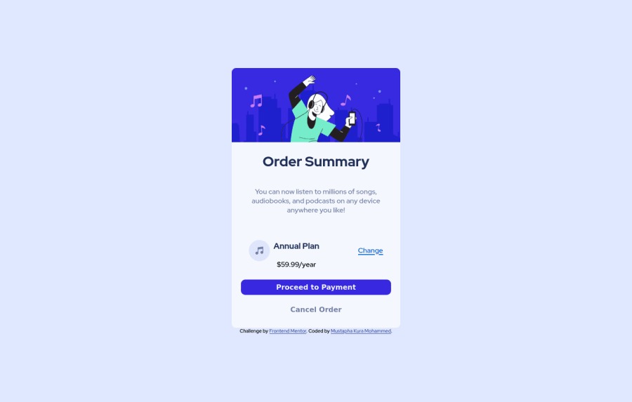 Frontend Mentor Order Summary Component Main Coding Challenge Solution
