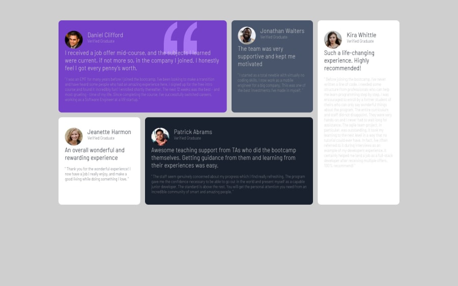 Frontend Mentor Testimonials Grid Section With Pure Html And Css