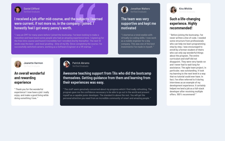 Frontend Mentor Responsive Testimonial Grid Section Using Html And Css
