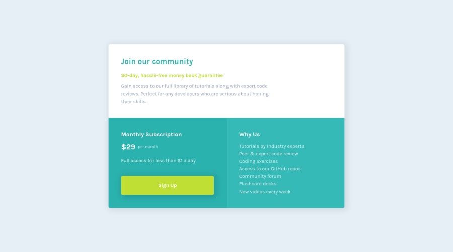 Frontend Mentor Single Price Grid Component Using Css Flexbox