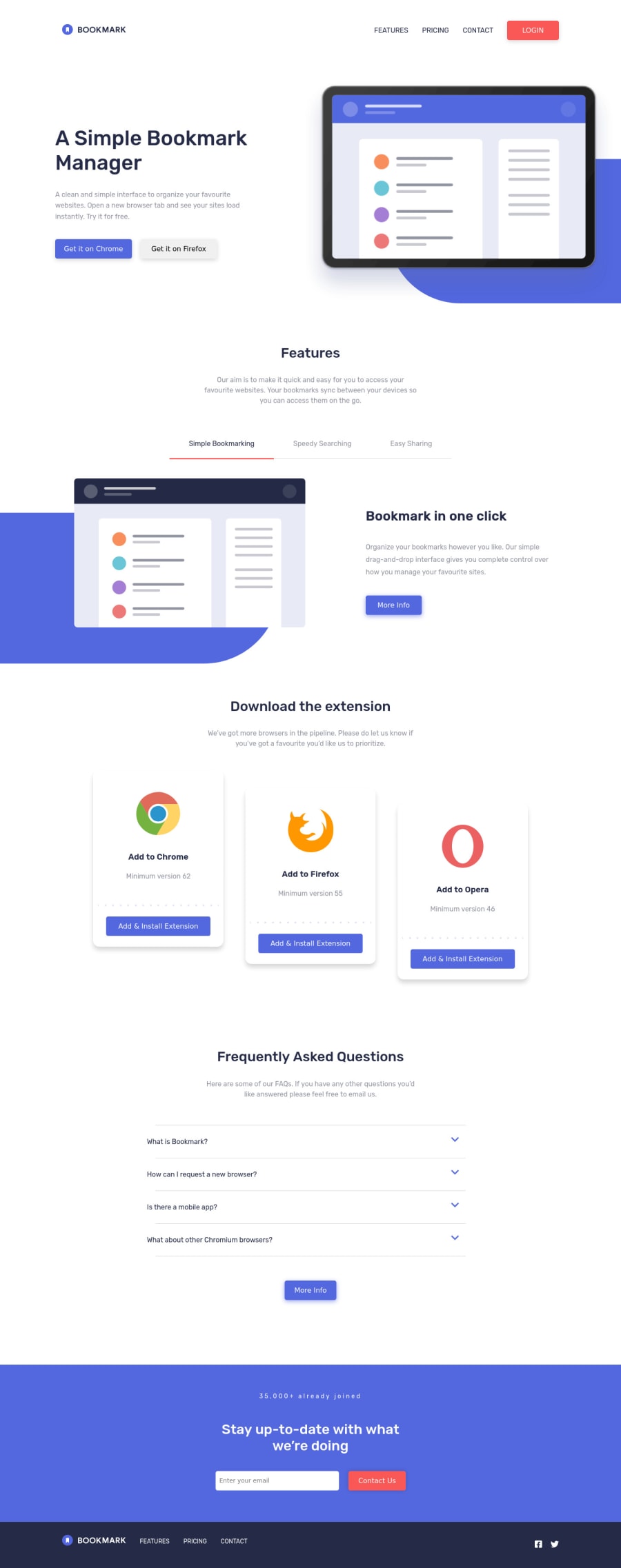 Frontend Mentor Responsive Bookmark Landing Page Using Flexbox And