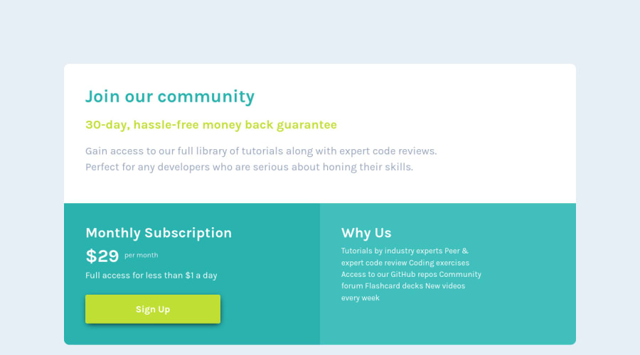 Frontend Mentor Single Price Grid Using Html Sass