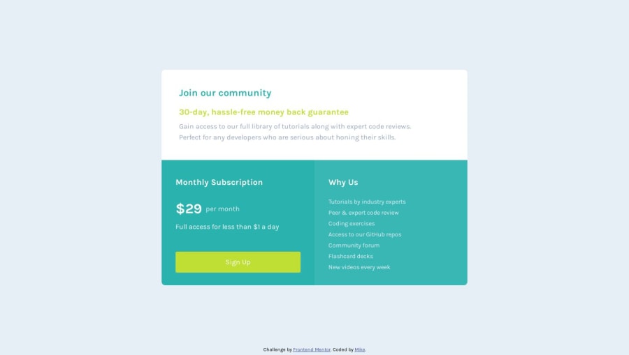 Frontend Mentor Single Price Grid Component Css Grid
