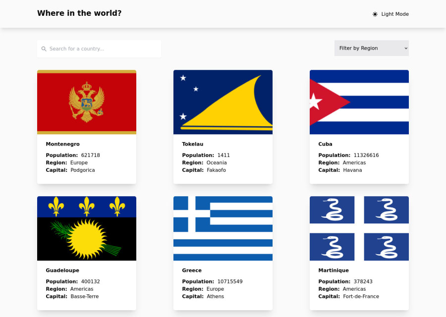 Frontend Mentor Responsive Countries App Using React Tailwind And