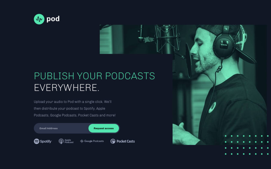 Frontend Mentor Pod Request Responsive Landing Page