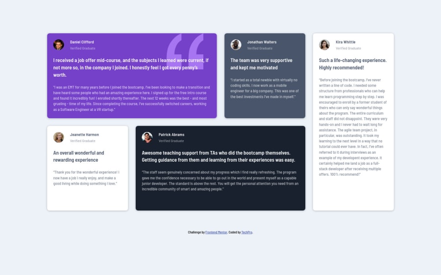 Frontend Mentor Testimonials Grid Section Using Css Grid System