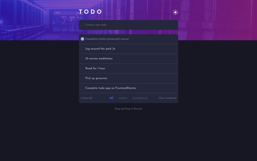 Frontend Mentor Html Css Js Solution To Todo App Coding Challenge