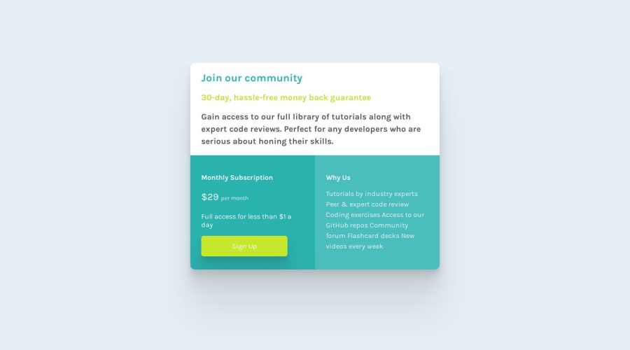Frontend Mentor Single Price Grid Component Html Css Box Shadow