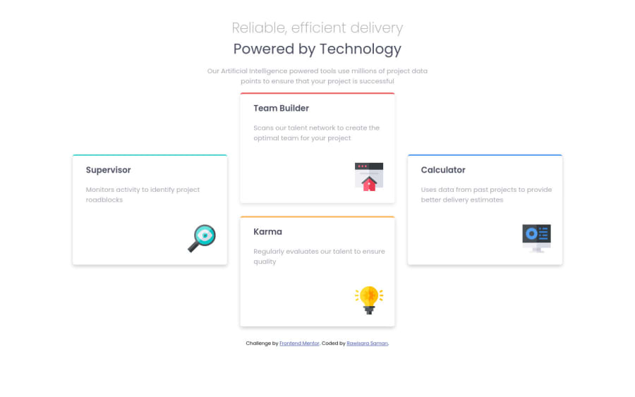 Frontend Mentor Responsive Four Card Feauture Section Using Css Grid