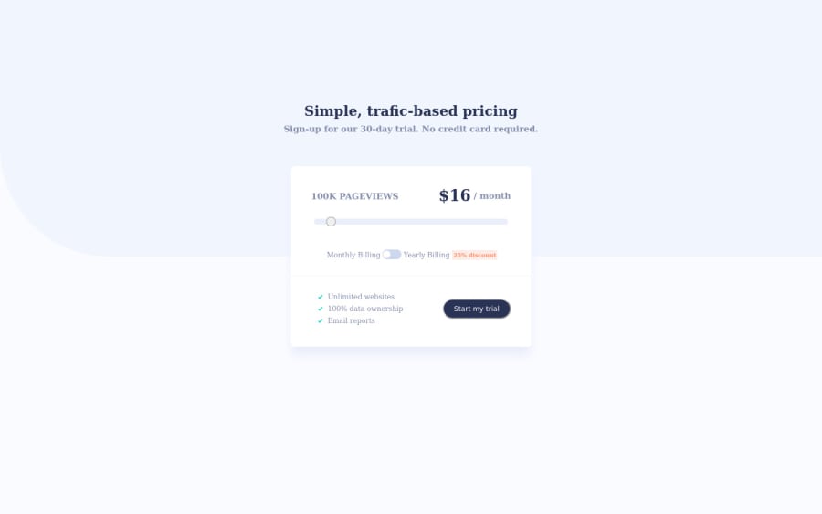 Frontend Mentor Interactive Pricing Component Using React Html Css