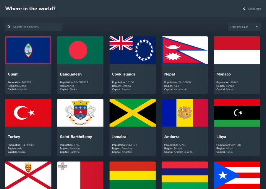 Frontend Mentor World Country Using React And Scss Coding Challenge