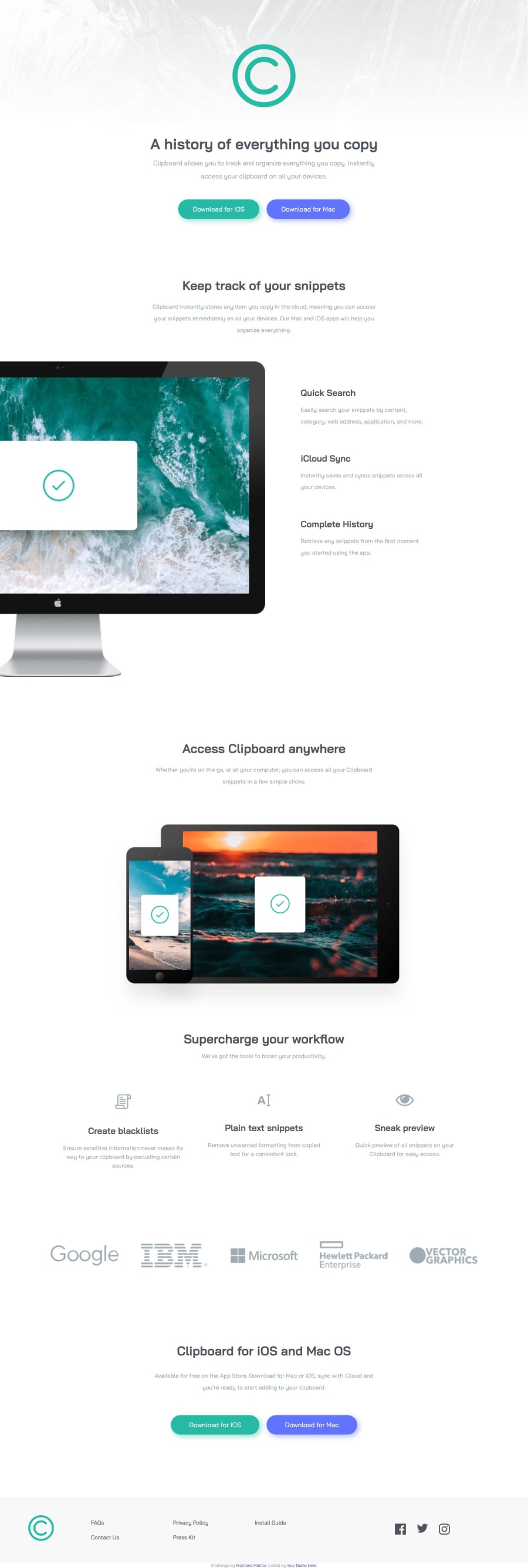 Frontend Mentor Clipboard Landing Page Flexbox Coding Challenge