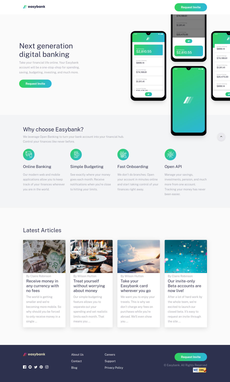 Frontend Mentor Easybank Landing Page Mobile First Html Css Js