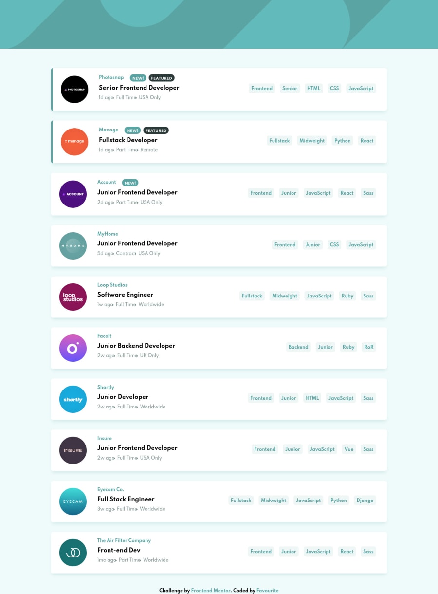 Frontend Mentor Job Listings With Filtering Using React