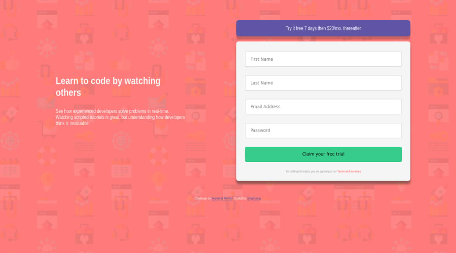 Frontend Mentor Intro Component Signup With Sass Js
