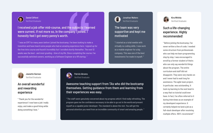 Frontend Mentor Responsive Testimonials Grid Section Using Html Css