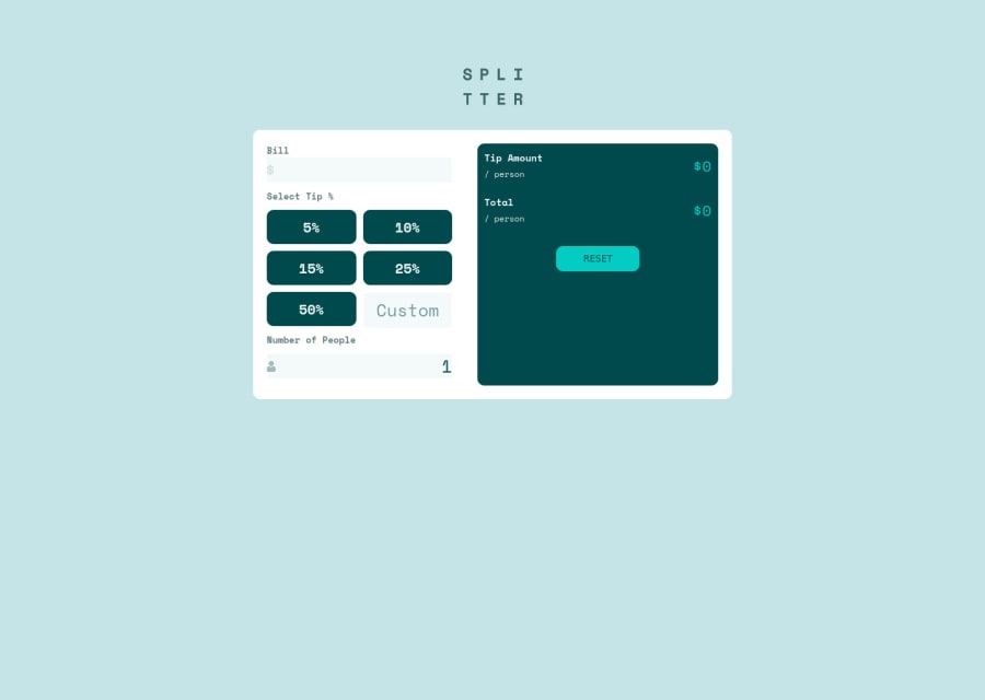 Frontend Mentor Responsive Tip Calculator App Using Css Html