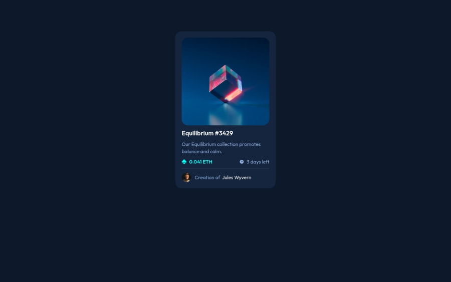 Frontend Mentor Nft Preview Card Component By Using Pure Html And
