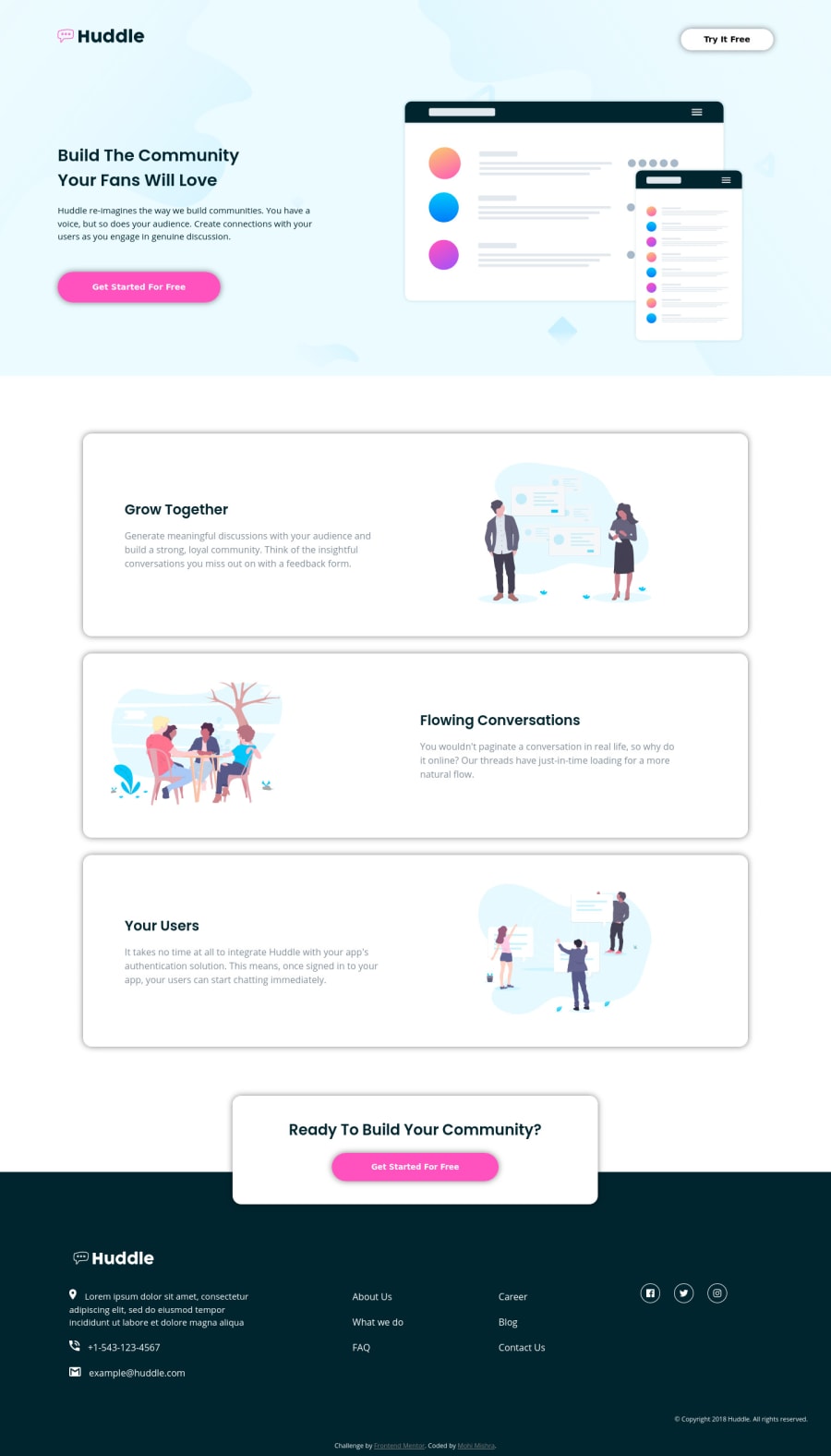 Frontend Mentor Huddle Landing Page With Alternate Feature Blocks Coding Challenge Solution