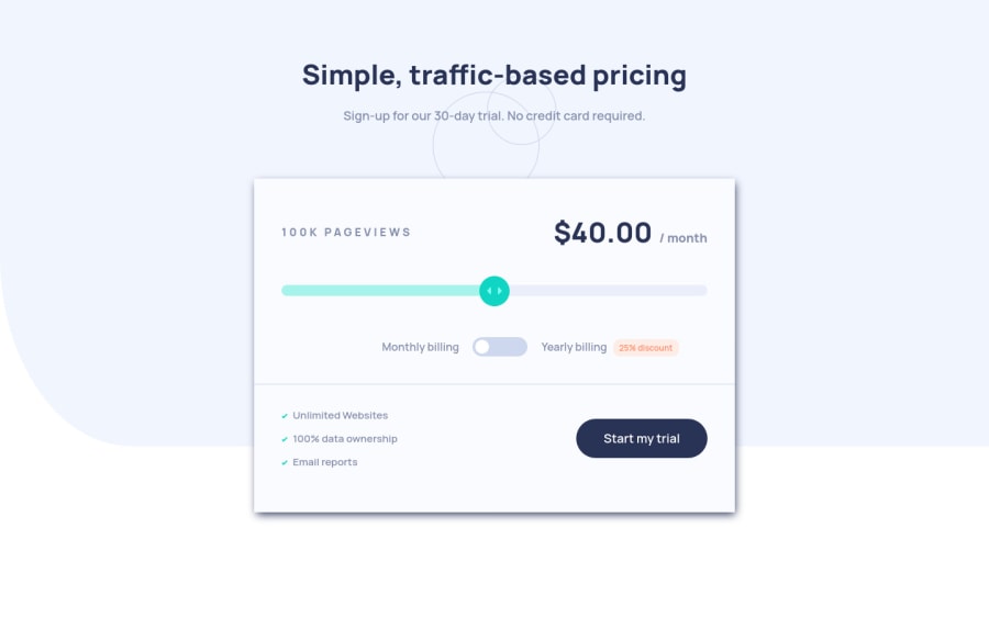 Frontend Mentor Interactive Pricing Component Using Html