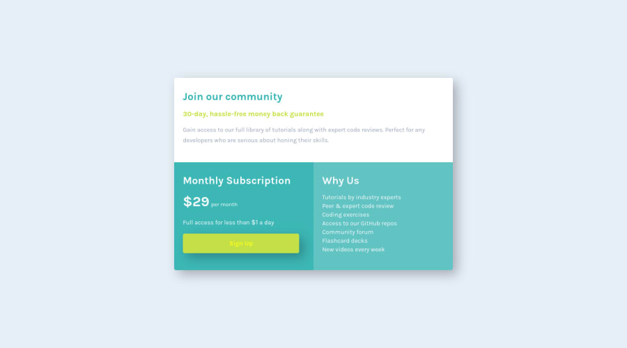 Frontend Mentor Single Price Grid Using Flexbox Css Grid Sass And