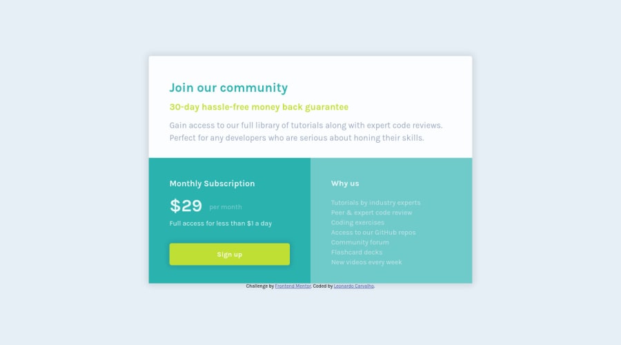 Frontend Mentor Single Price Grid Using Css And Html Coding Challenge