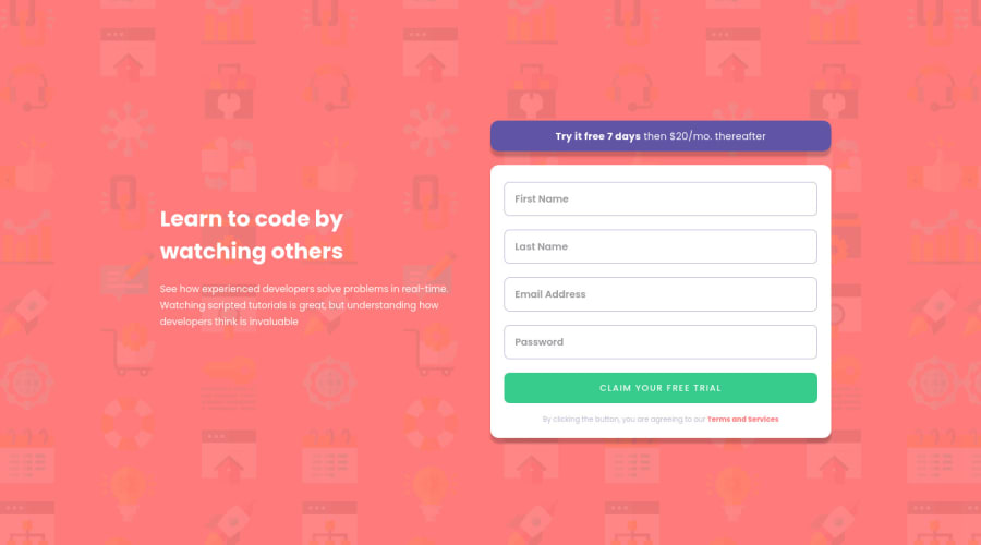 Frontend Mentor Sign Up Form With Html Css Js Mobile