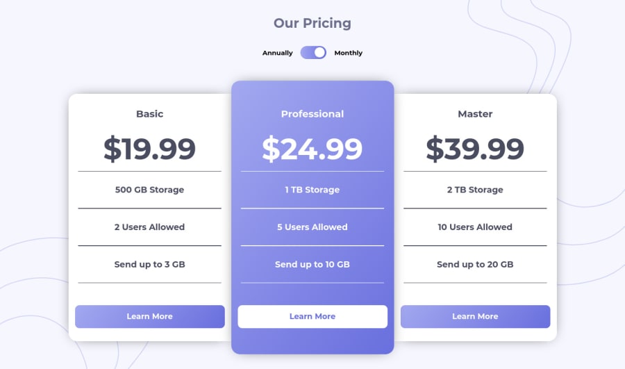 Frontend Mentor Pricing Component With Toggle Master Coding Challenge