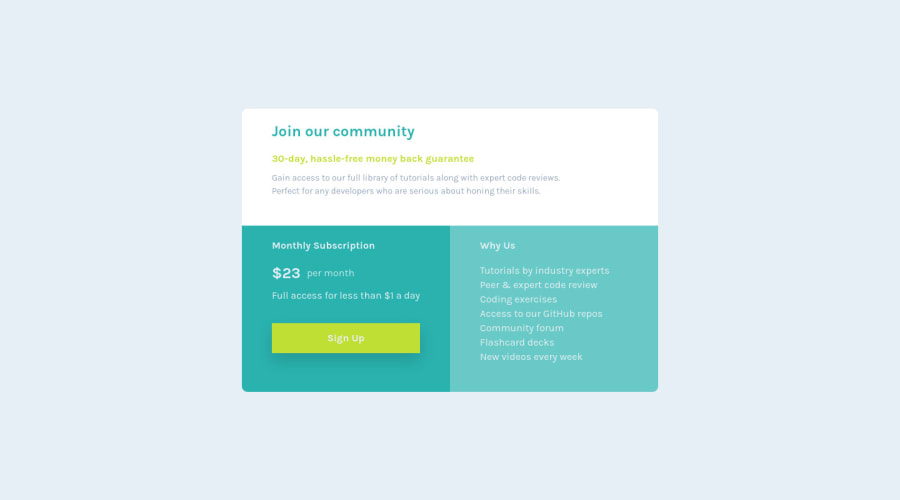 Frontend Mentor Single Price Grid Using Html Css Coding Challenge