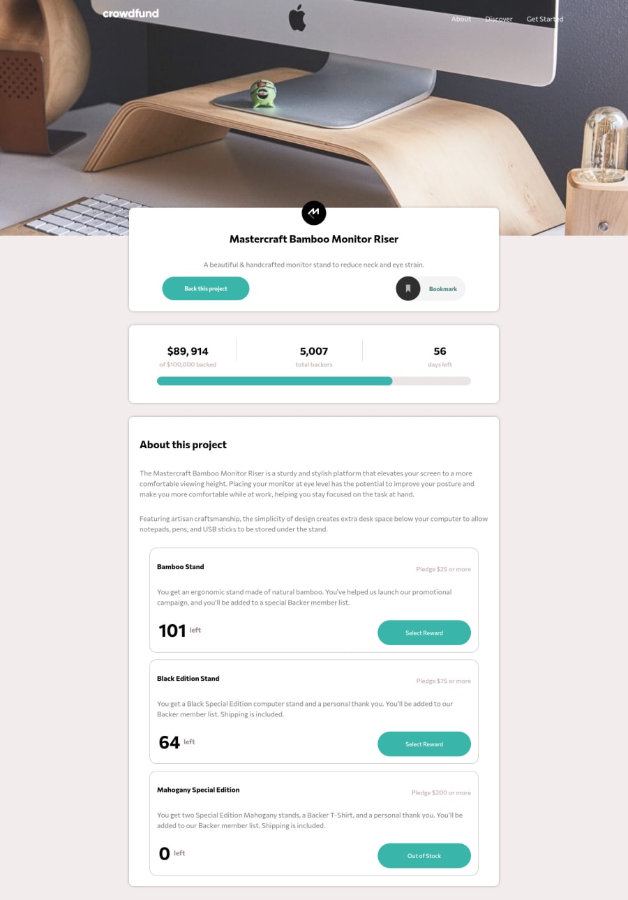 Frontend Mentor Crowdfunding Page Using Sass Js Coding