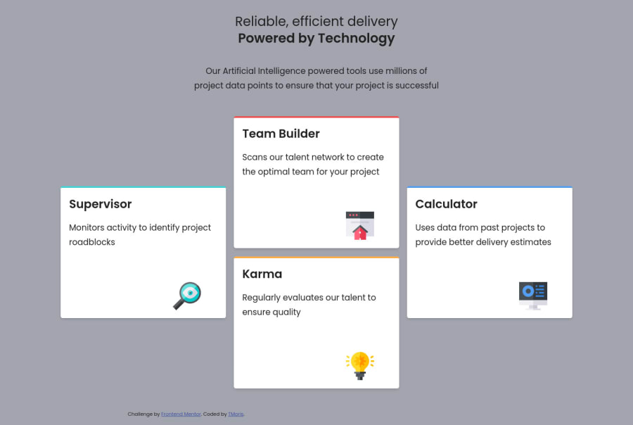 Frontend Mentor Four Card Feature Section Master Coded Using Css Grid
