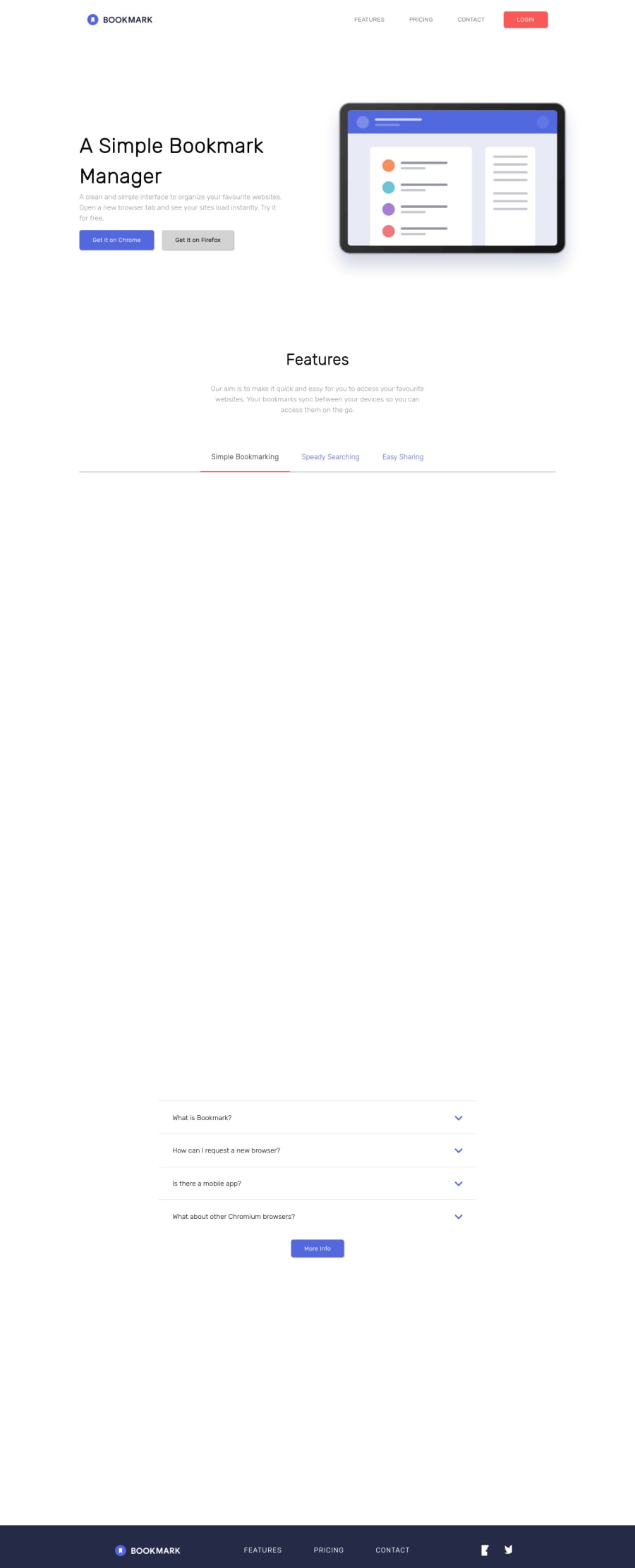 Frontend Mentor The Simple Bookmark Landing Page In