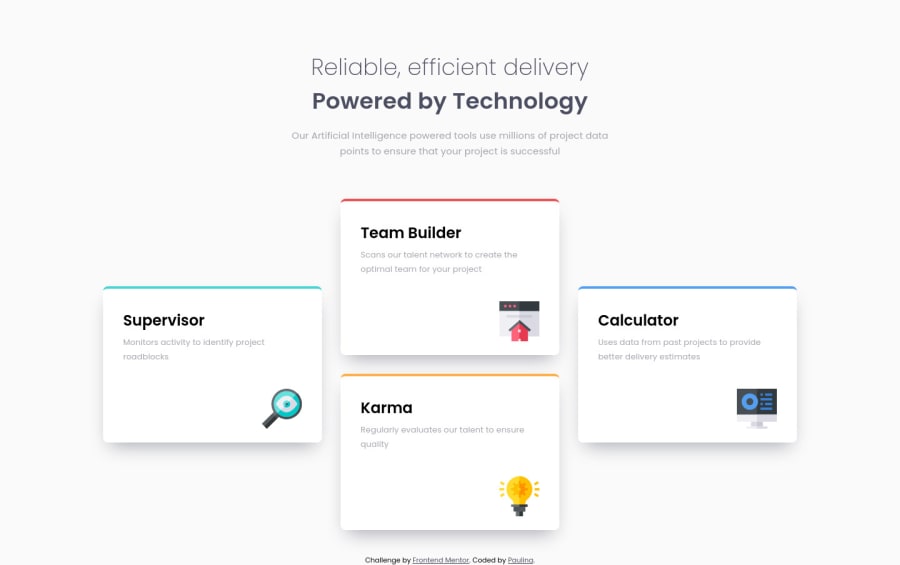 Frontend Mentor Four Card Feature Section Using Html Css Flex Grid